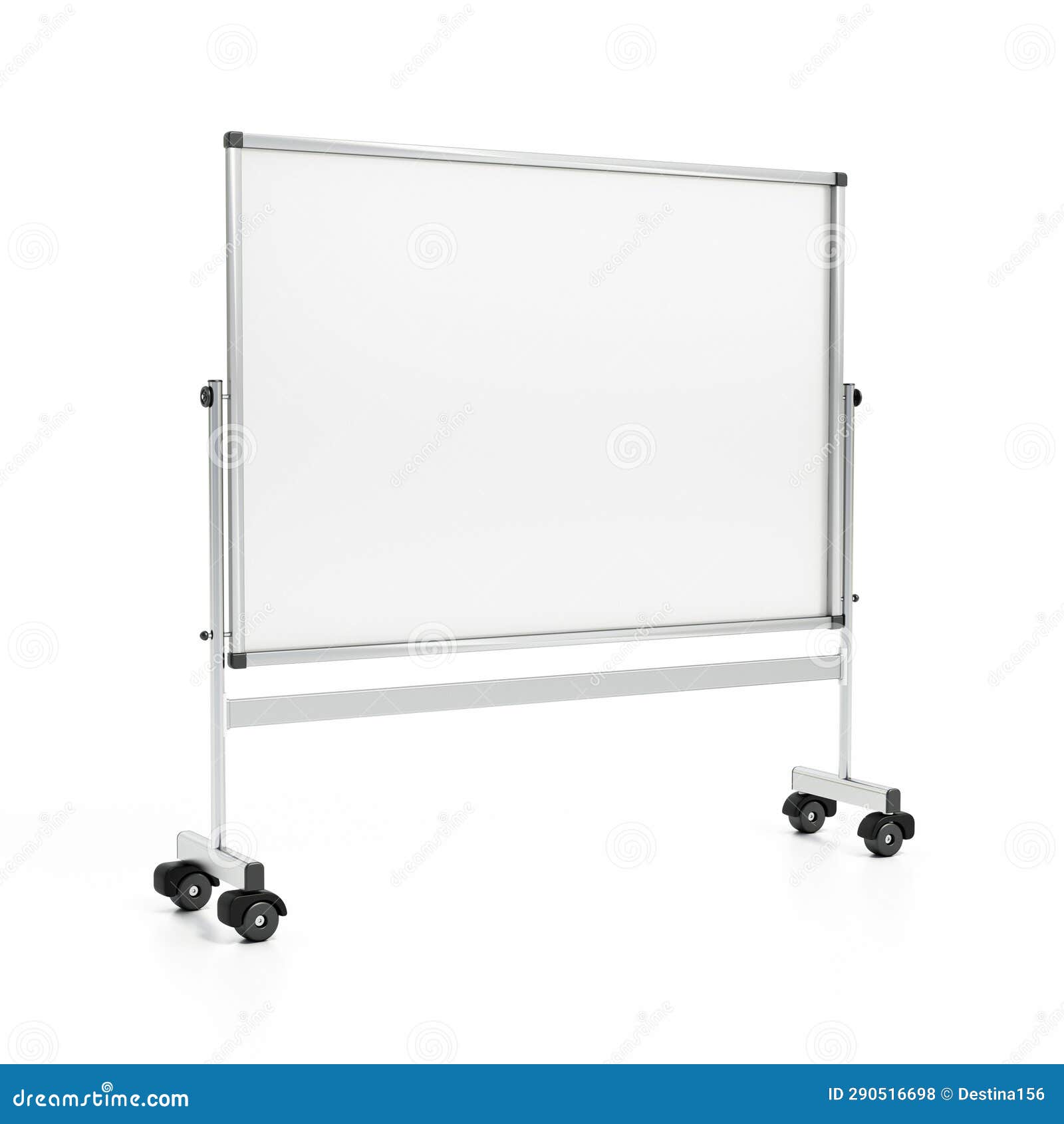 White Board on Wheels Isolated on White Background. 3D Illustration ...
