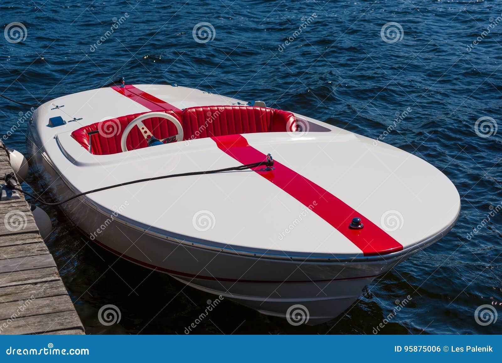 White boat with red stripe stock photo. Image of line - 95875006