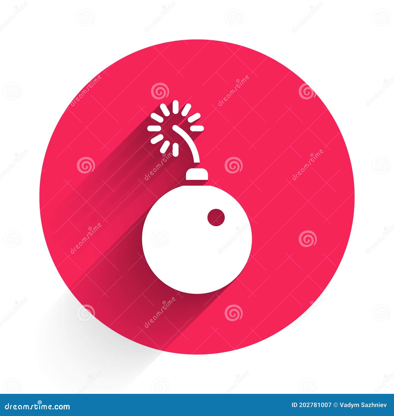 White Bomb Ready To Explode Icon Isolated with Long Shadow. Red Circle ...