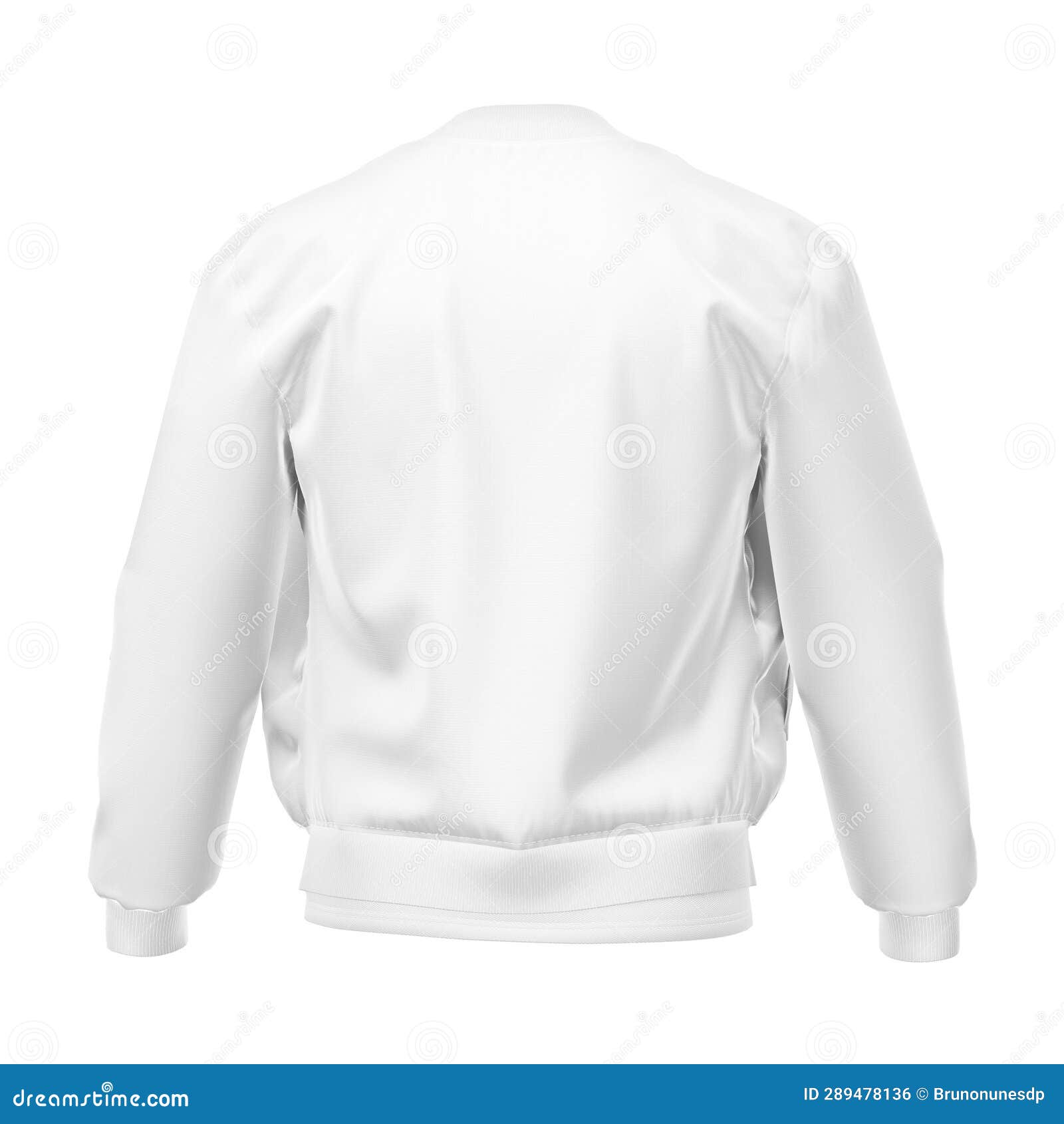 A White Bomber Jacket Back View Mockup Isolated on a White Background ...