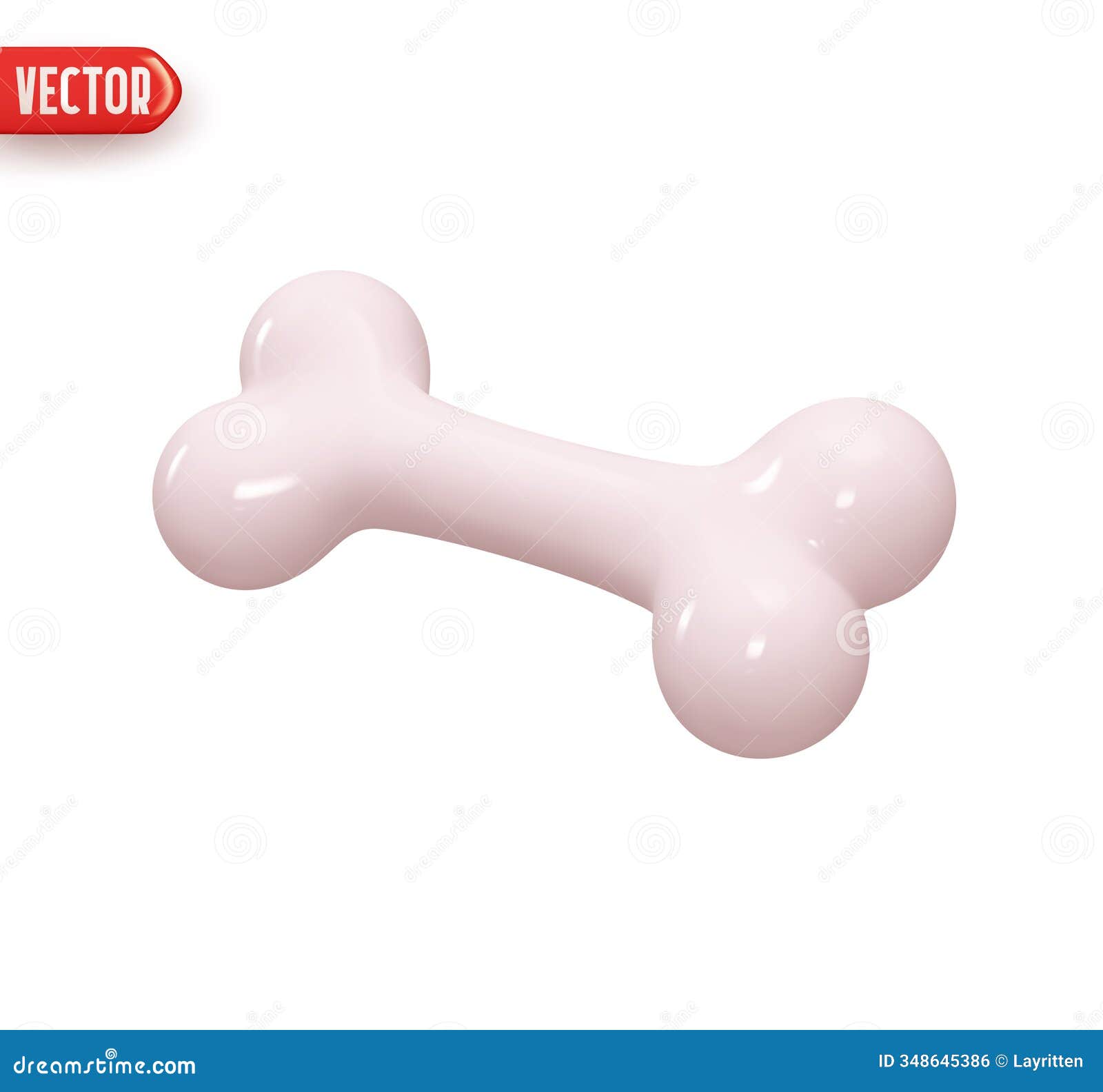 White Bone. Realistic 3d Design Element in Plastic Cartoon Style. Icon ...