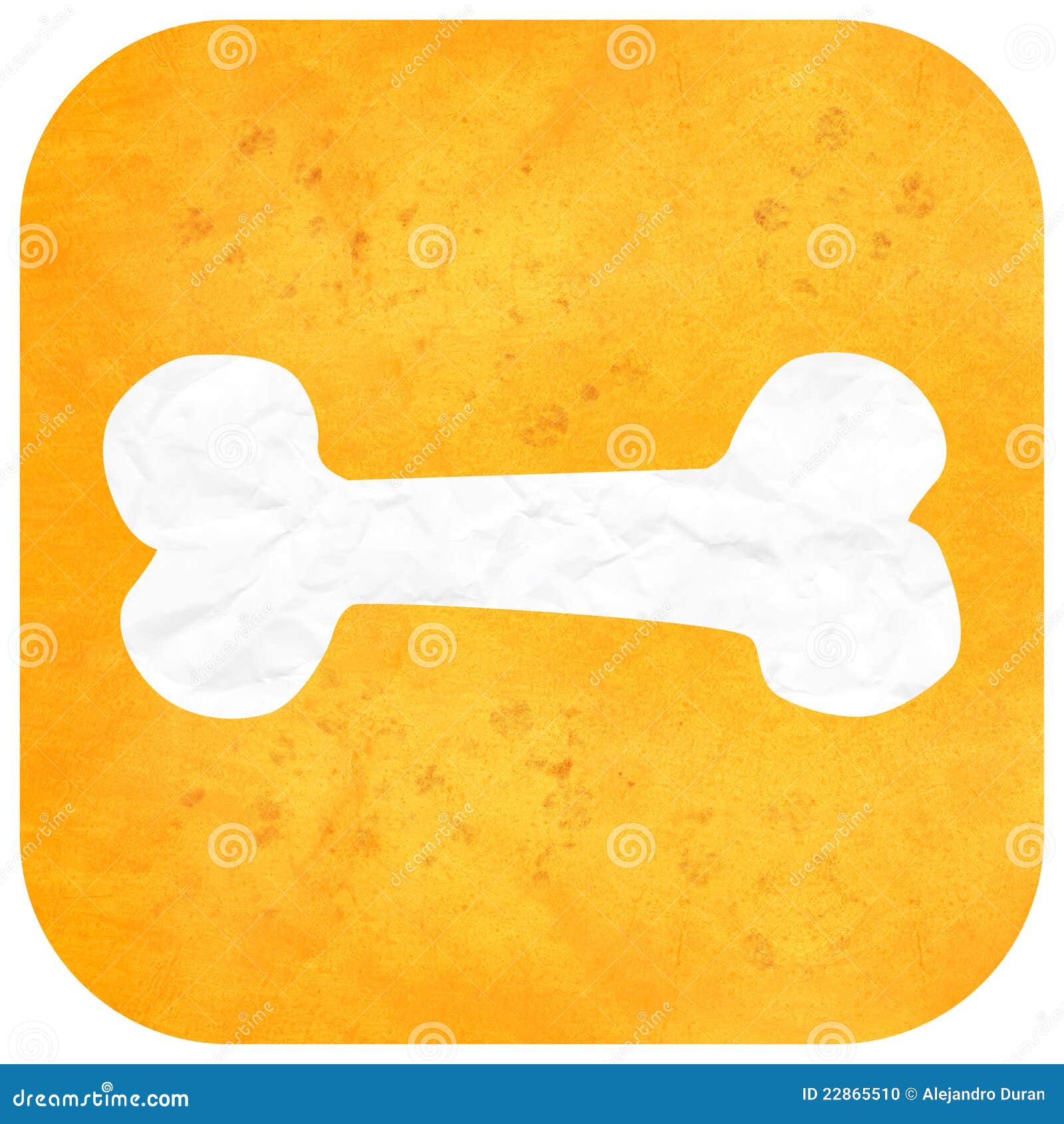 White bone on yellow stock illustration. Illustration of color - 22865510