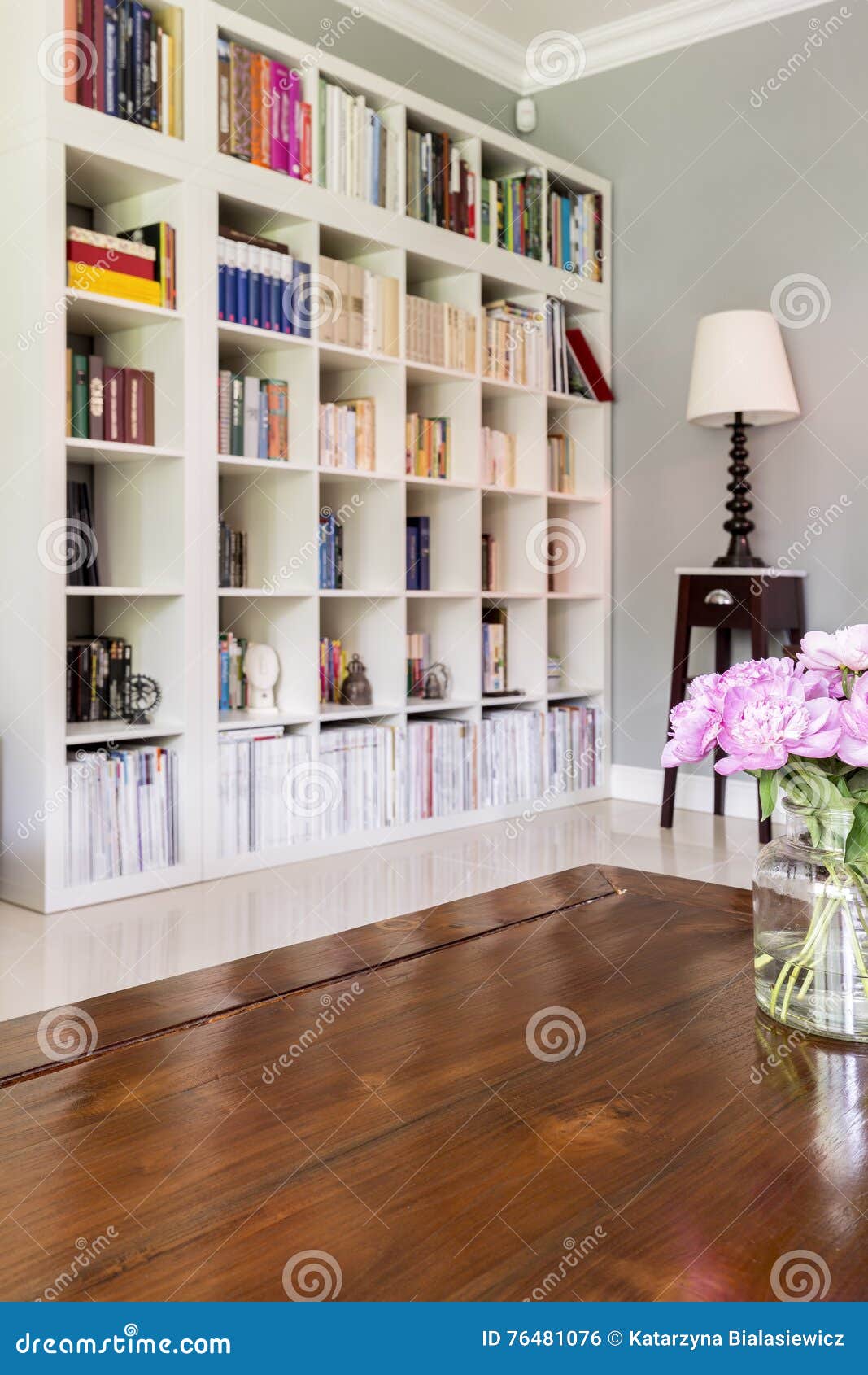 White Bookcase at Home Library Stock Photo - Image of modern, book ...