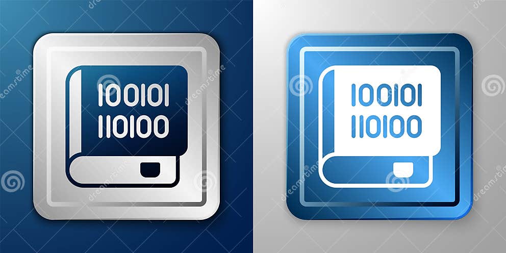 White Books about Programming Icon Isolated on Blue and Grey Background. Programming Language ...