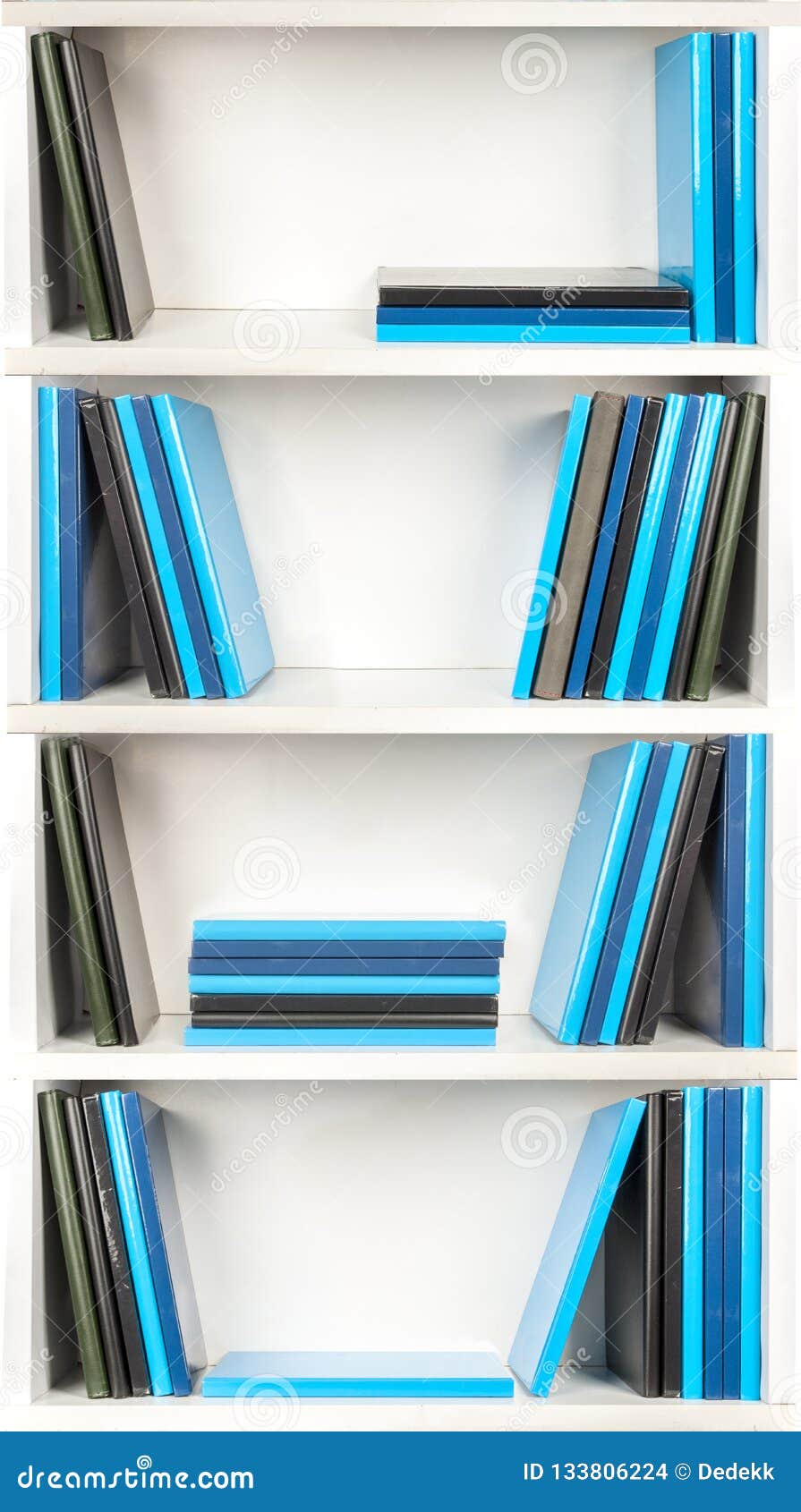 White Bookshelf with Few Books Stock Photo - Image of paper, design ...