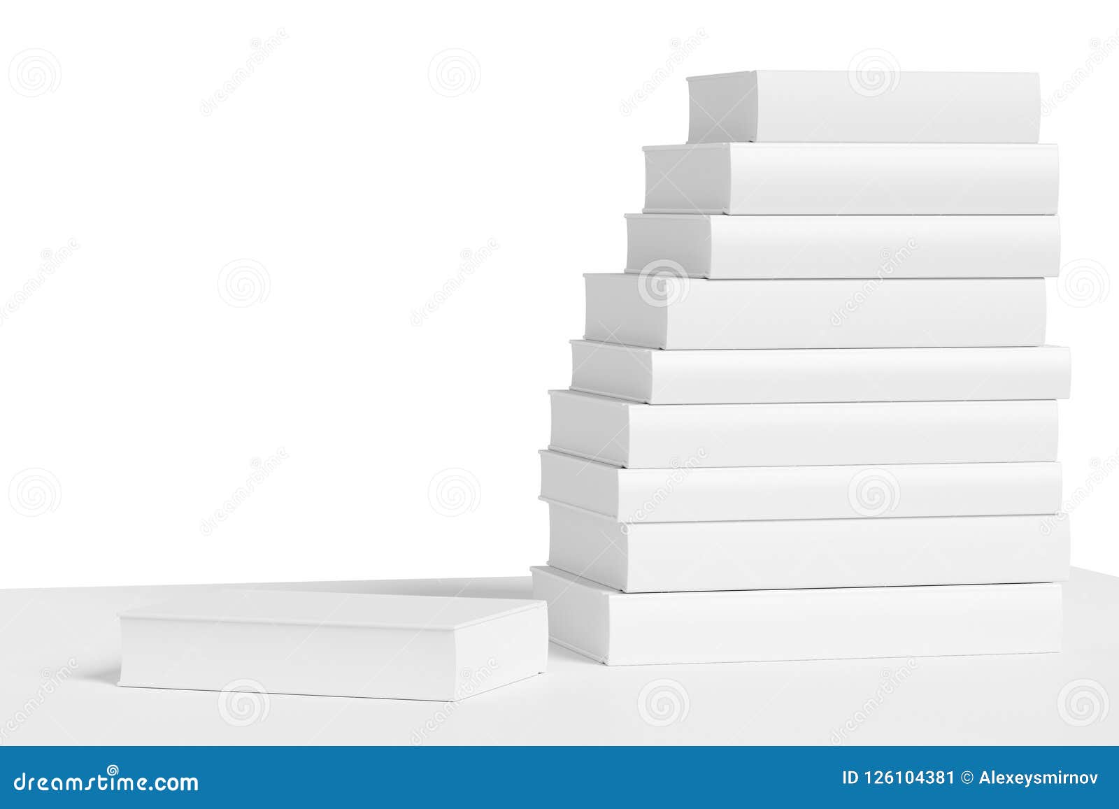 White Bookshelf with Stack of White Books Closeup Stock Illustration ...