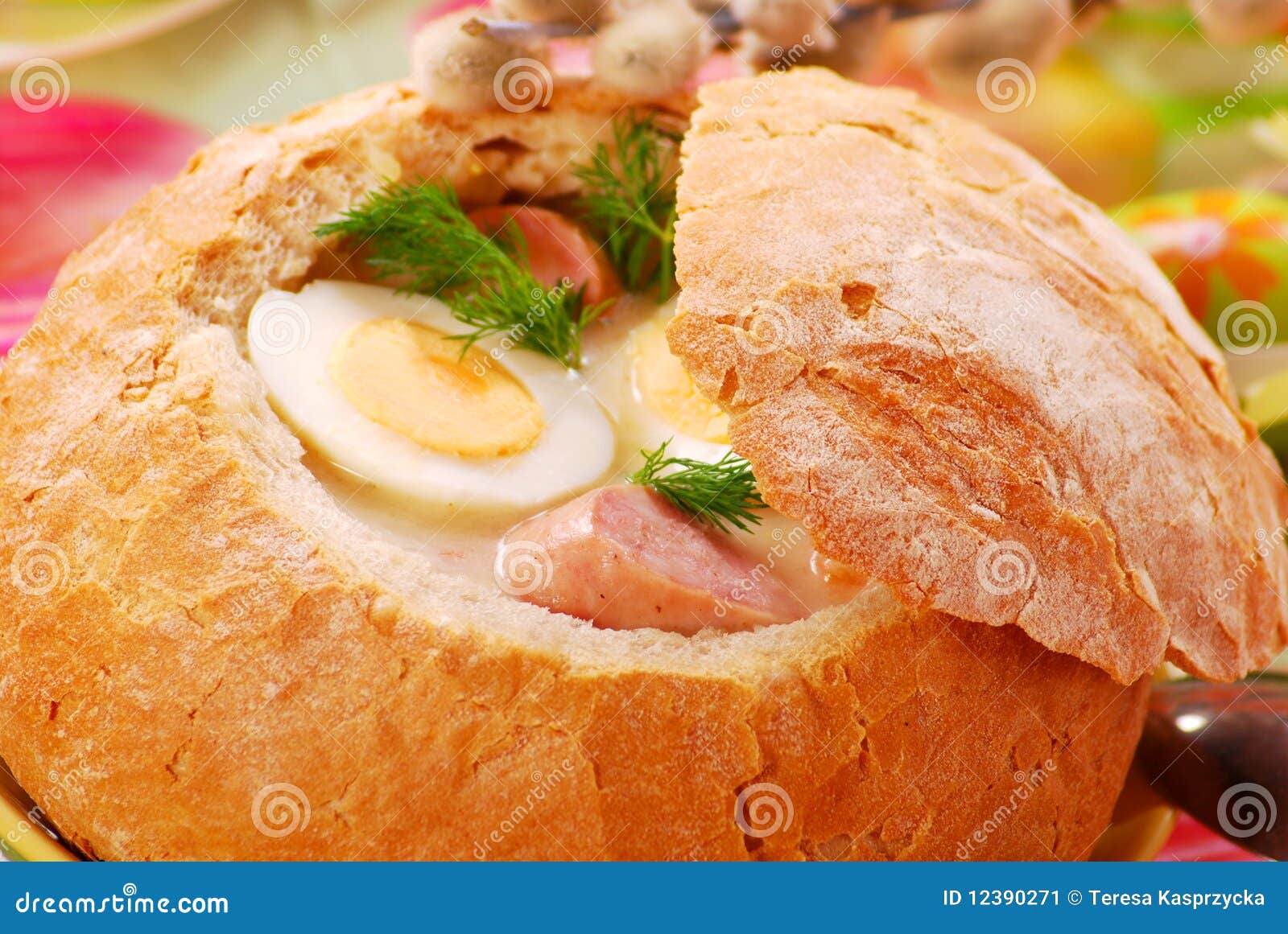 White Borscht in Bowl of the Bread Stock Image - Image of sour, holiday ...