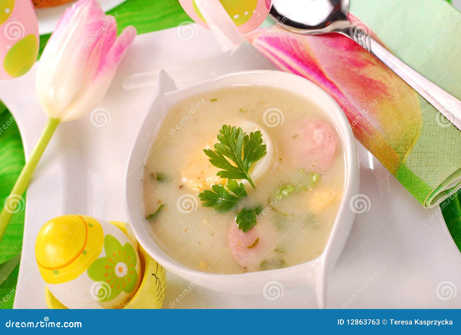 White borscht for easter stock image. Image of plate - 12863763