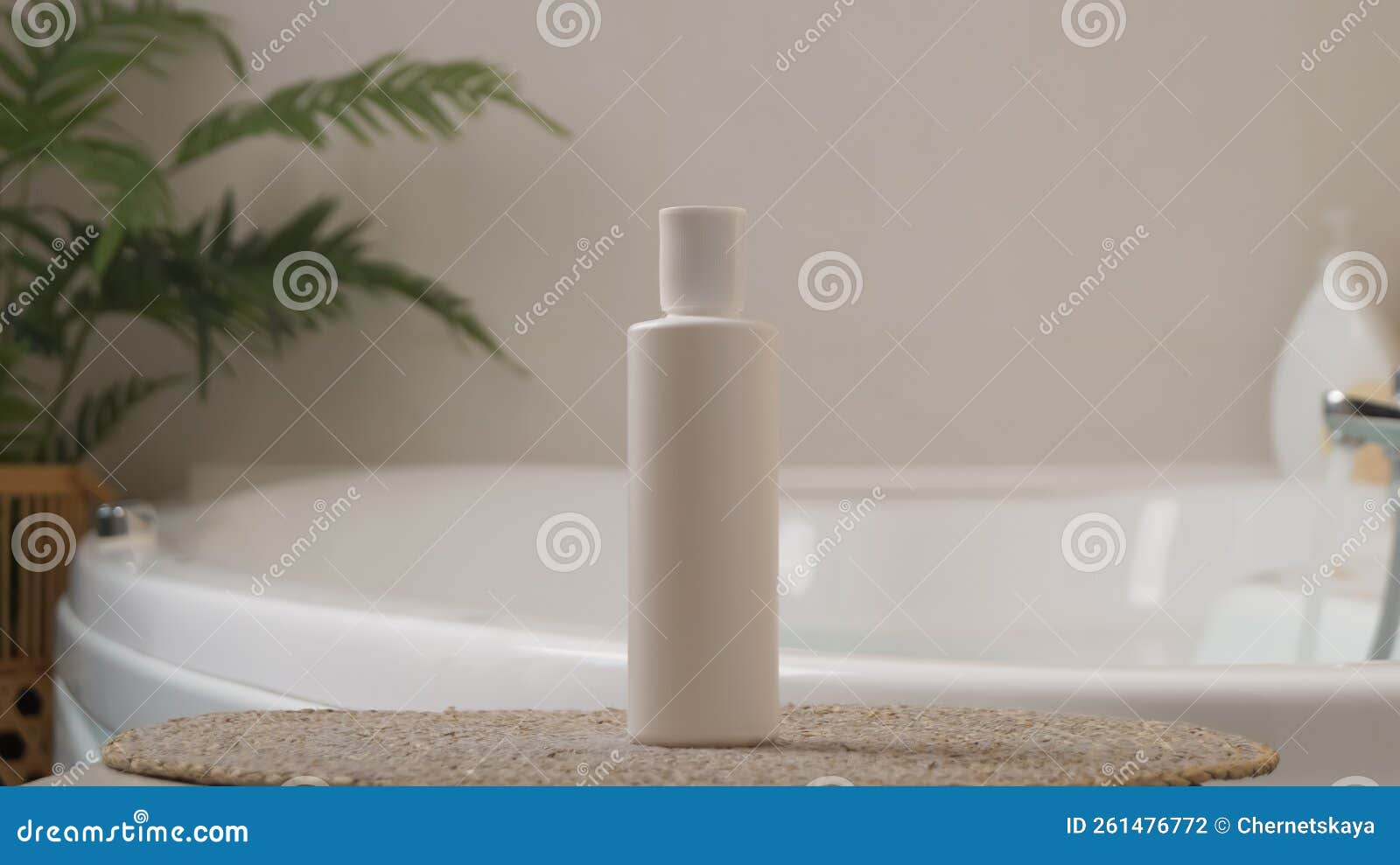 White Bottle of Bubble Bath on Tub Indoors Stock Photo - Image of ...