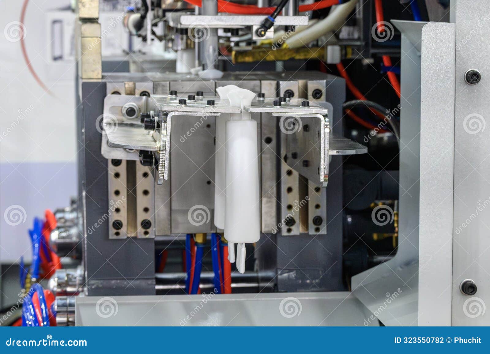 The White Bottle Container Manufacturing Process by Blow Mold Machine ...