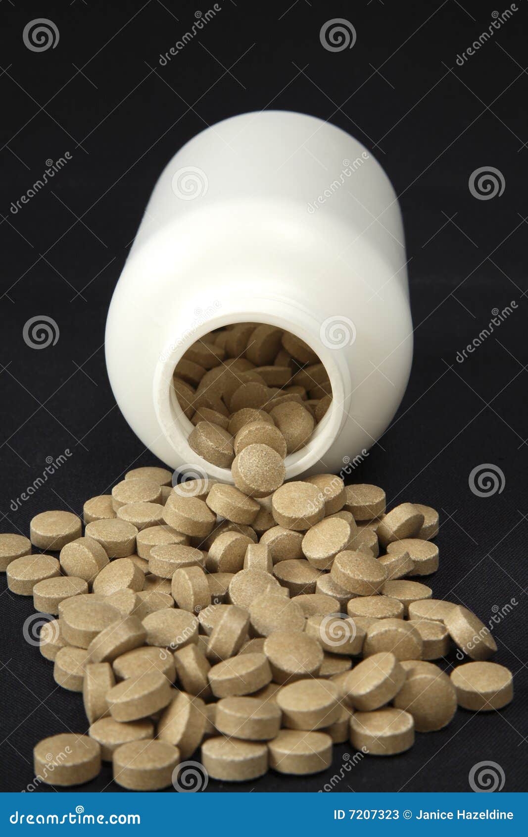 White Bottle Spilling Brown Tablets Stock Image - Image of remedy ...