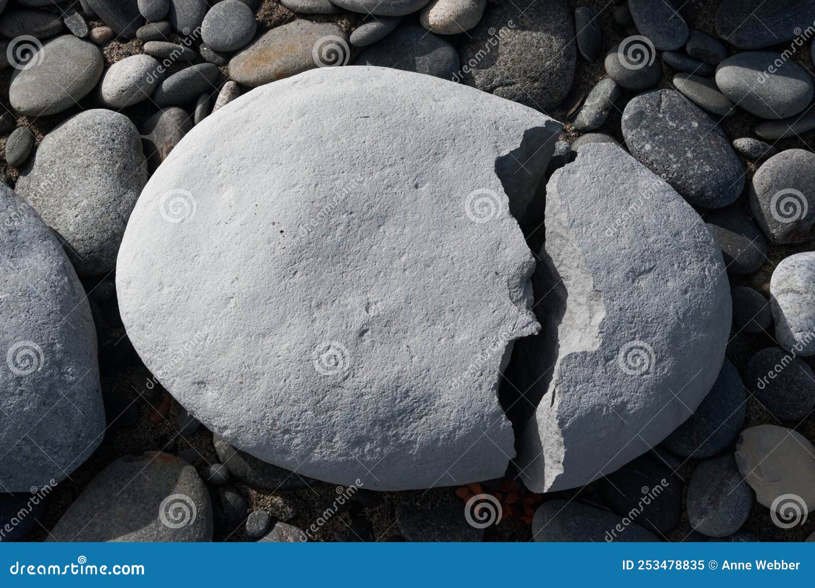 A White Boulder Has a Huge Crack in it, it Has Split in Two Stock Image ...