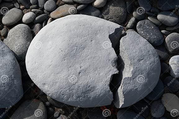 A White Boulder Has a Huge Crack in it, it Has Split in Two Stock Image ...
