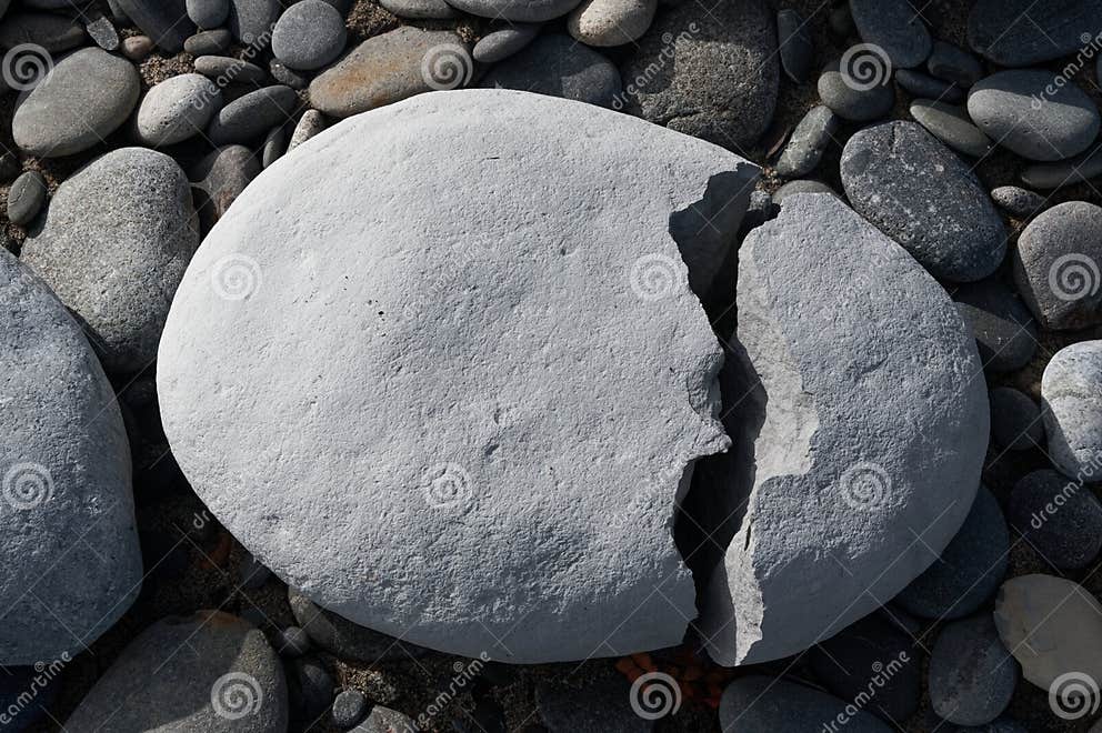 A White Boulder Has a Huge Crack in it, it Has Split in Two Stock Image ...