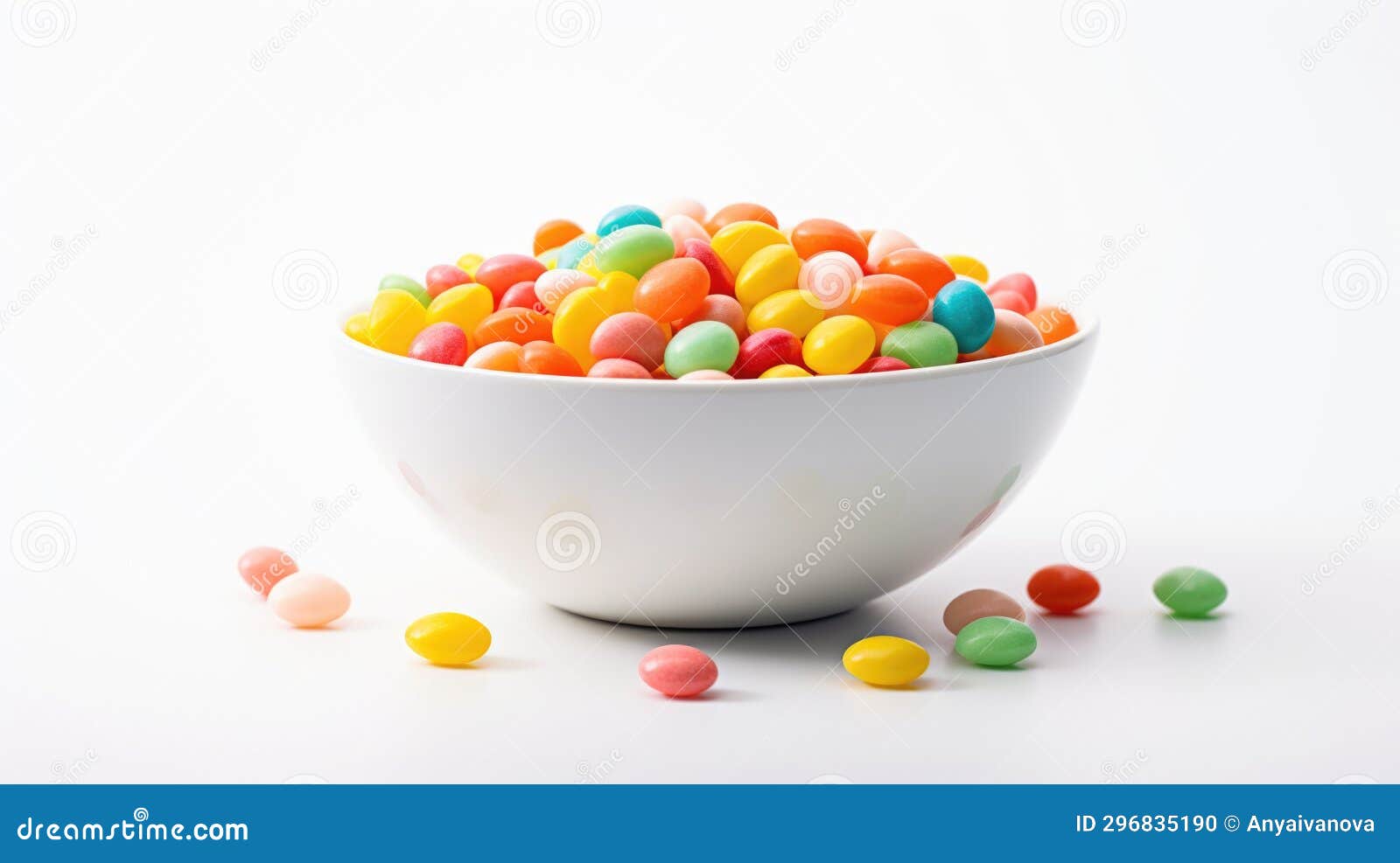 A White Bowl Filled with Lots of Colorful Candy Stock Illustration ...