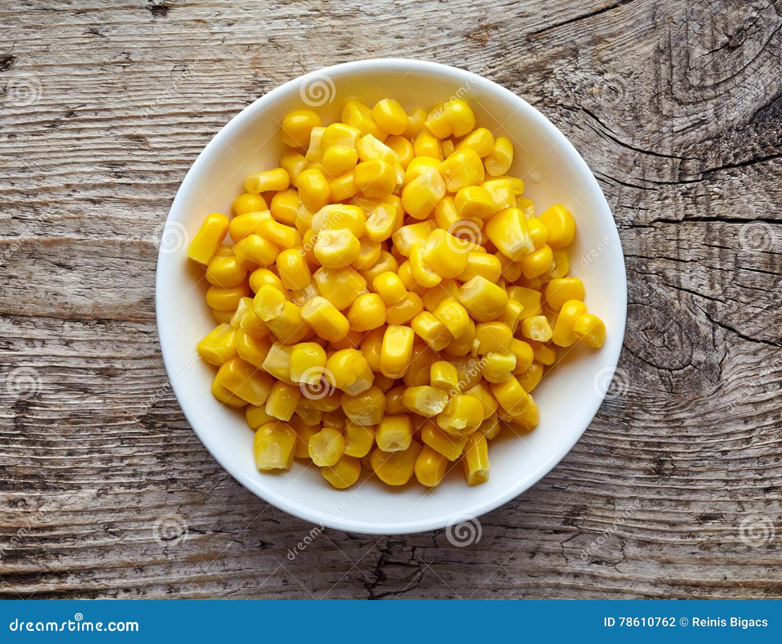White Bowl of Sweet Corn, Top View Stock Photo - Image of organic ...