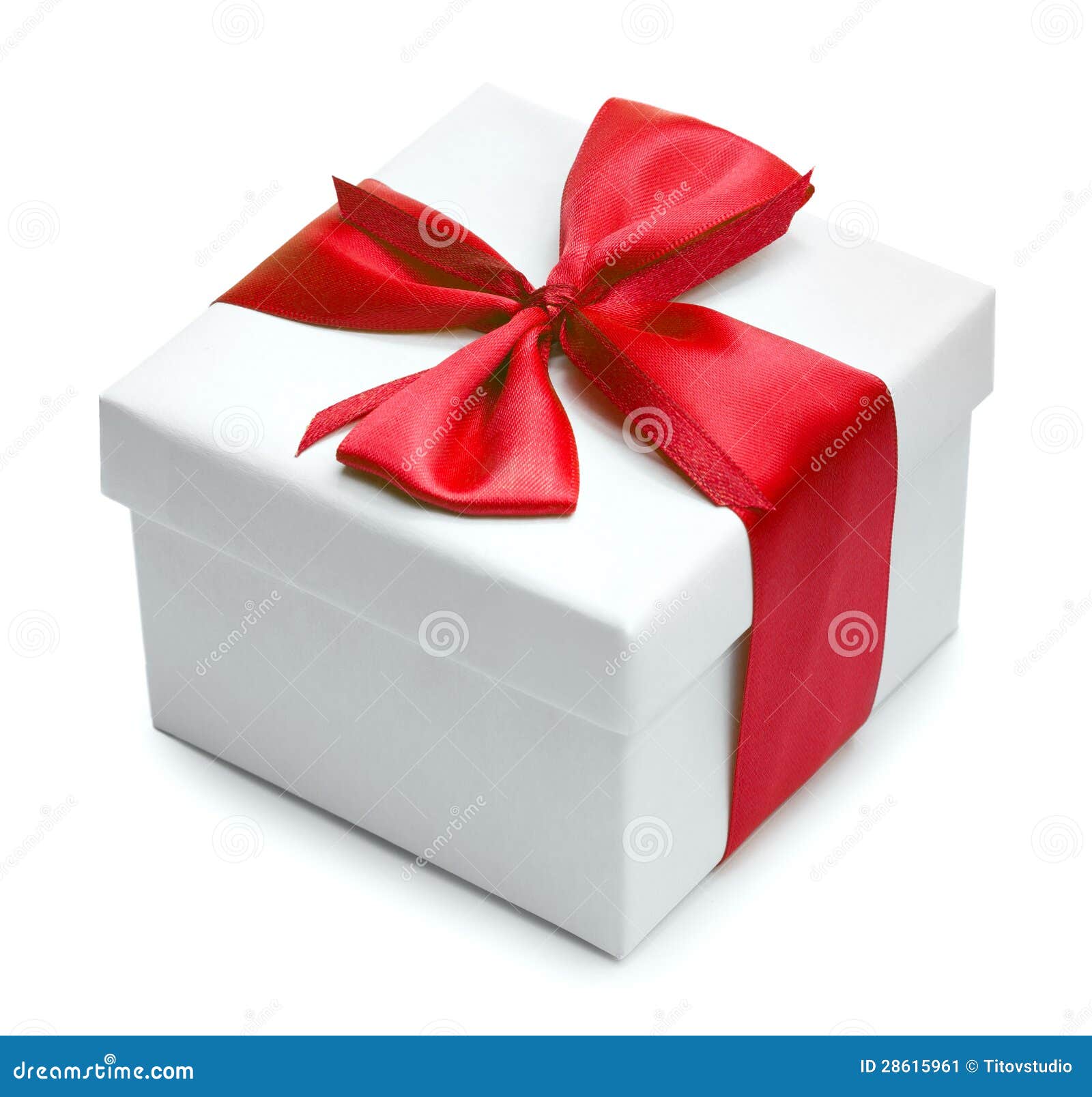 White Box Anf Pink Bow and Ribbon. Isolated Stock Image - Image of ...