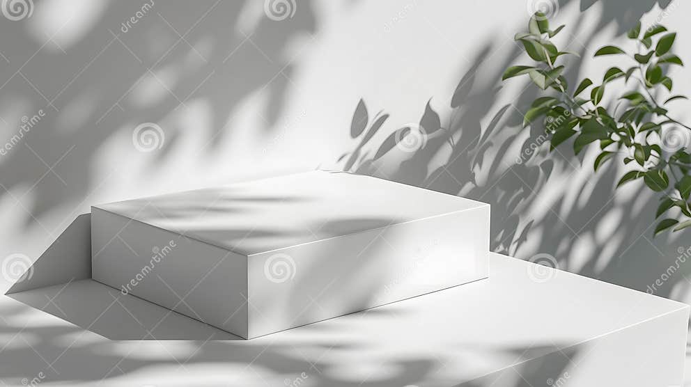 White Box with White Background and Nature Shadow on the Wall. this is ...