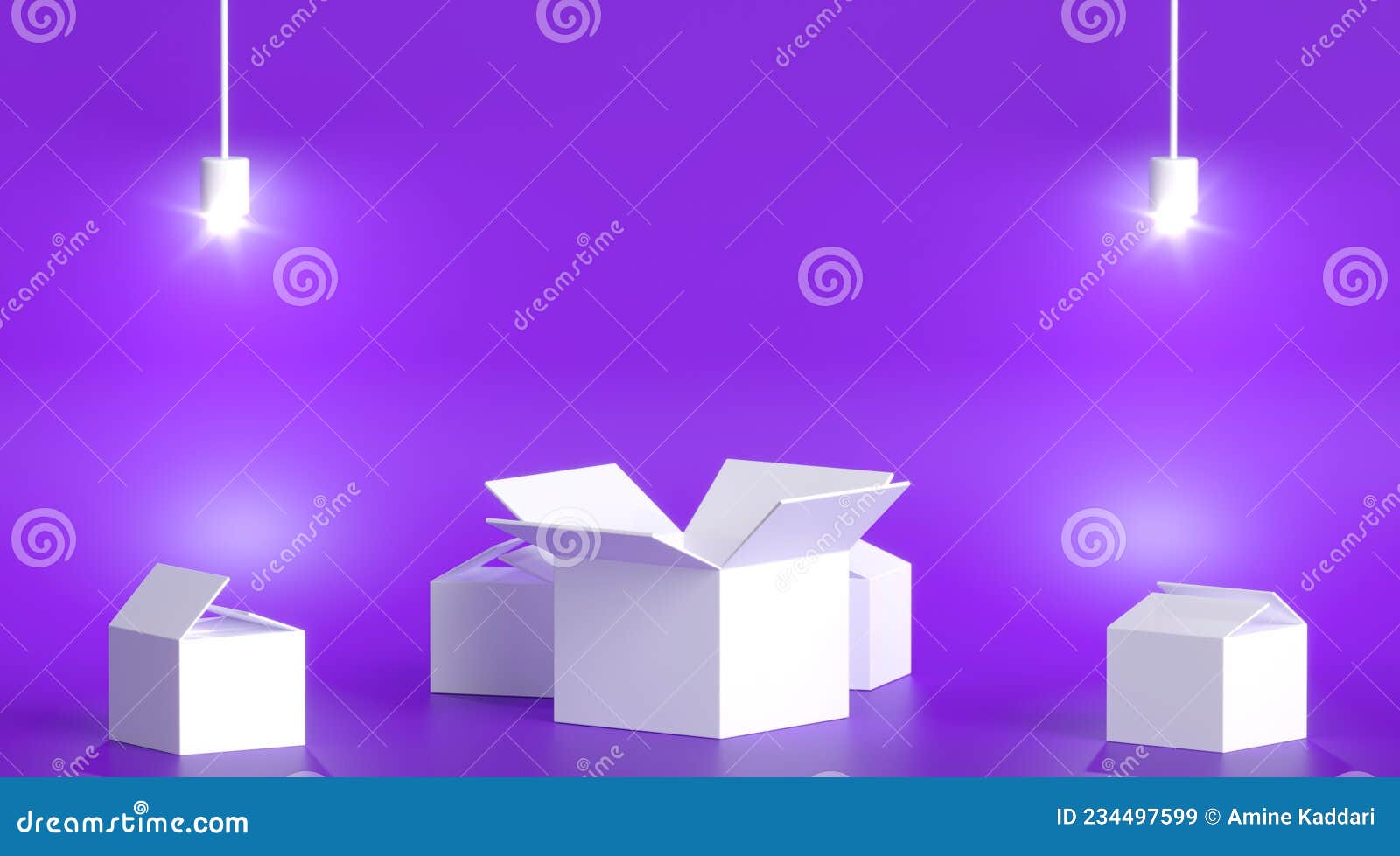 White Box Background with Purple Wall, White Cardboard Boxes, Boxes ...