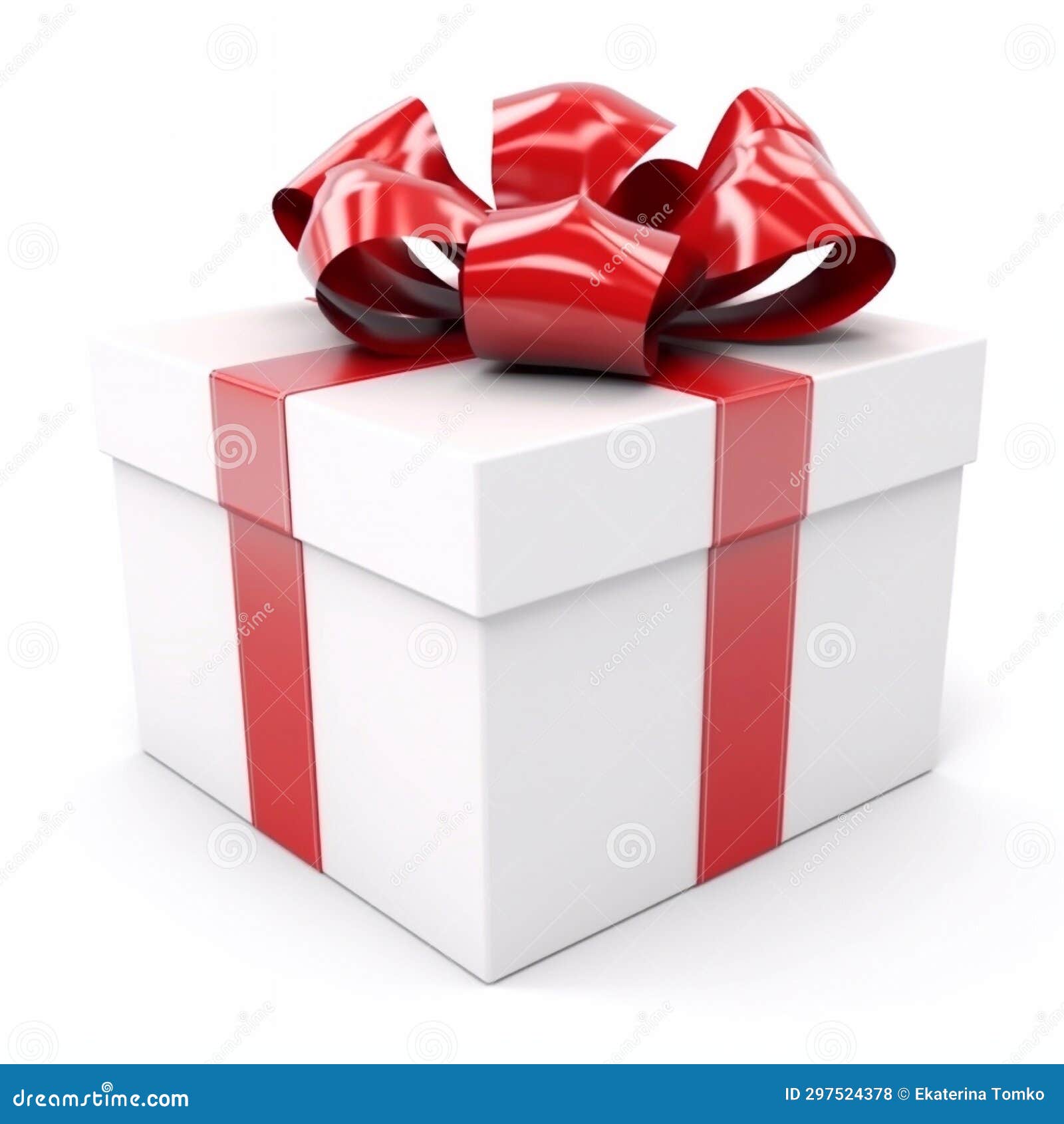 White Box, Bow and Ribbon. Generative AI Stock Photo - Image of satin ...