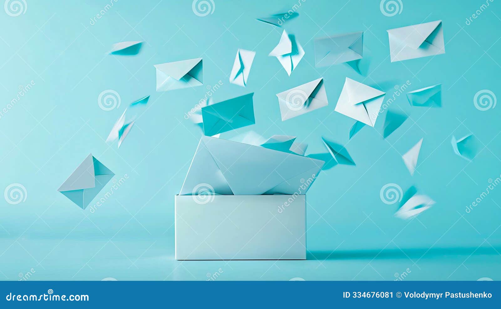 A White Box with a Bunch of Paper Airplanes Flying Out of it Stock ...