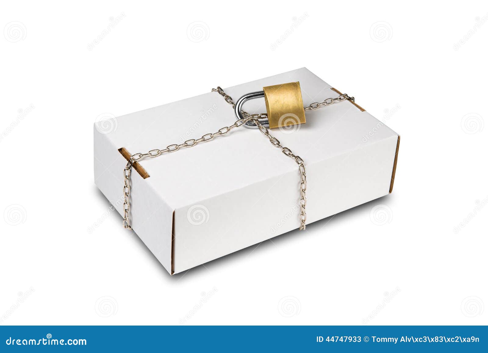 White Box with Chain and Lock Stock Image - Image of composition ...