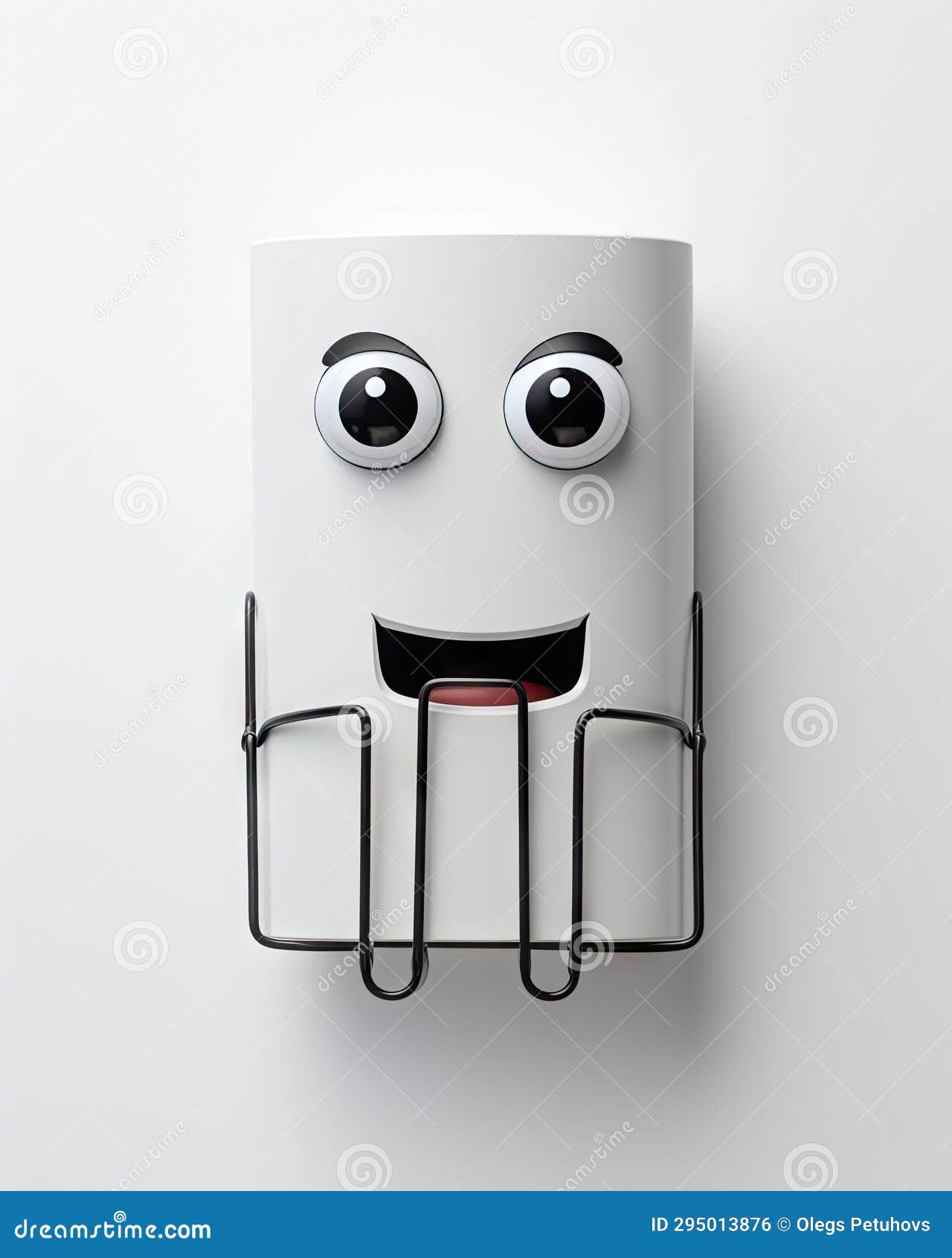 A White Box with Eyes and a Black Wire Holder on it. Generative Ai ...