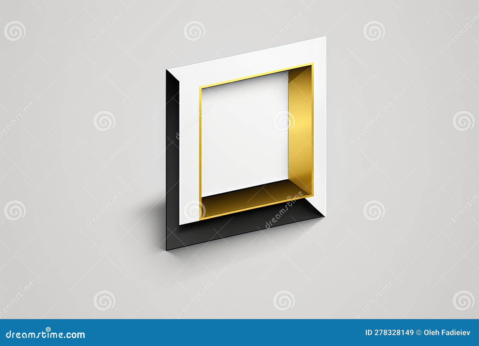 White Box with Gold Frame Isolated on Grey Background Stock ...