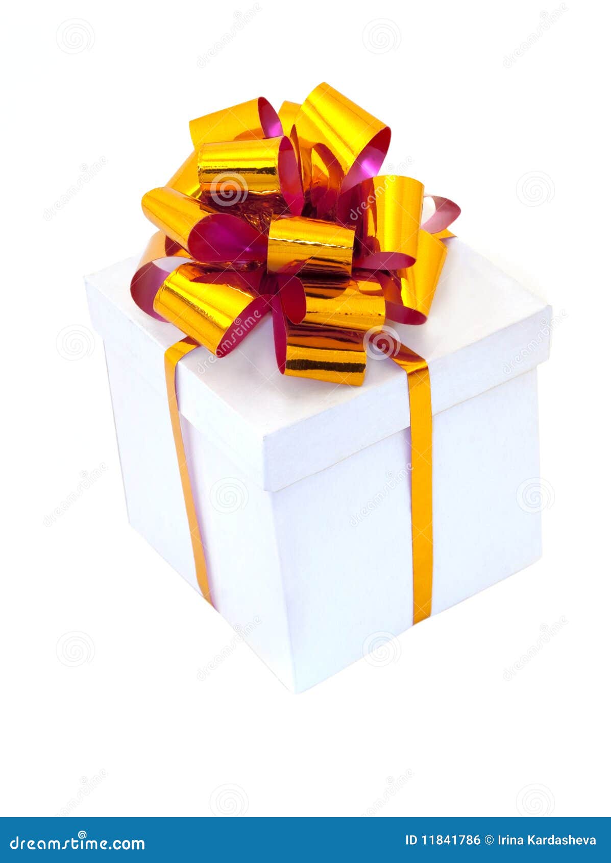 White box with golden bow stock photo. Image of yellow - 11841786