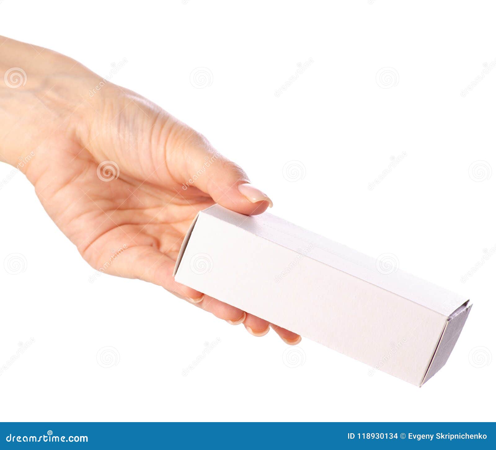 White box in hand stock photo. Image of label, gesture - 118930134
