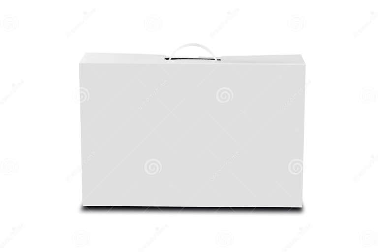 White Box with a Handle. Packing Box for Laptop Stock Photo - Image of ...