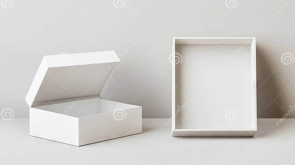A White Box with a White Lid on a White Surface Stock Illustration ...