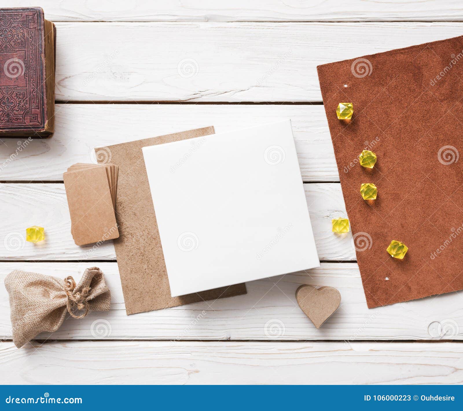 White Box on a Table. Top View. Stock Image - Image of square, craft ...