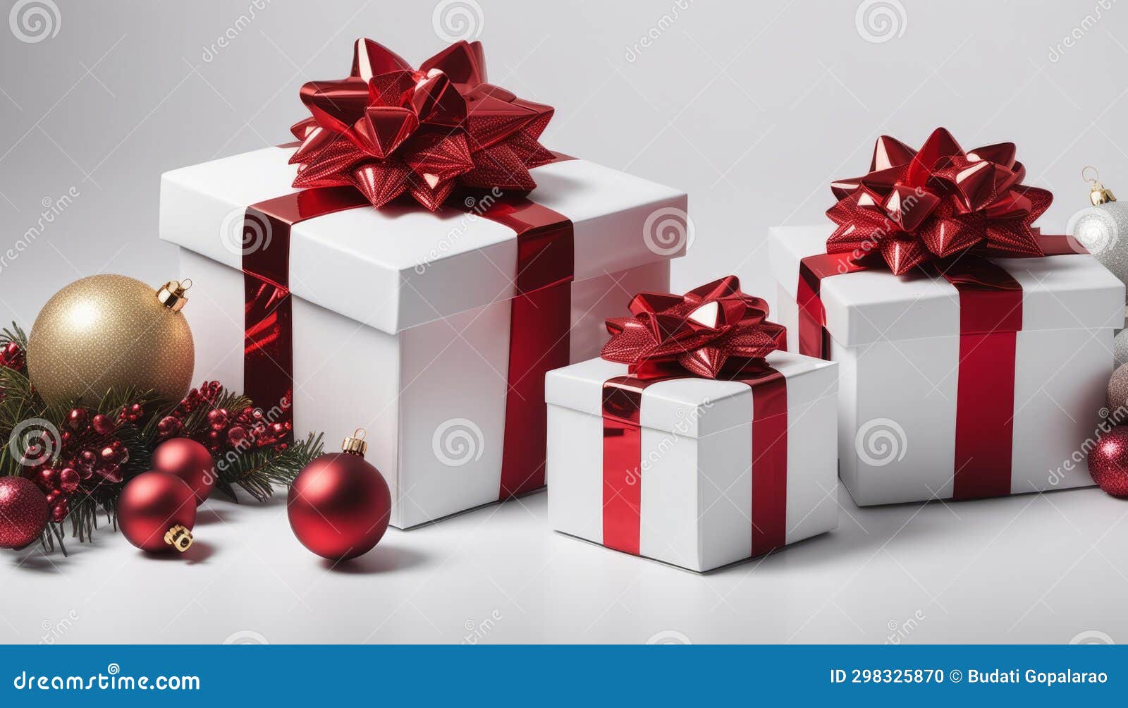 A White Box with a Red Bow on Top Stock Photo - Image of friends ...