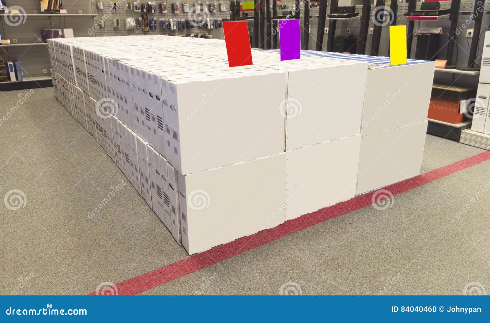 White Box Set in Supermarket Stock Photo - Image of shipping, package ...