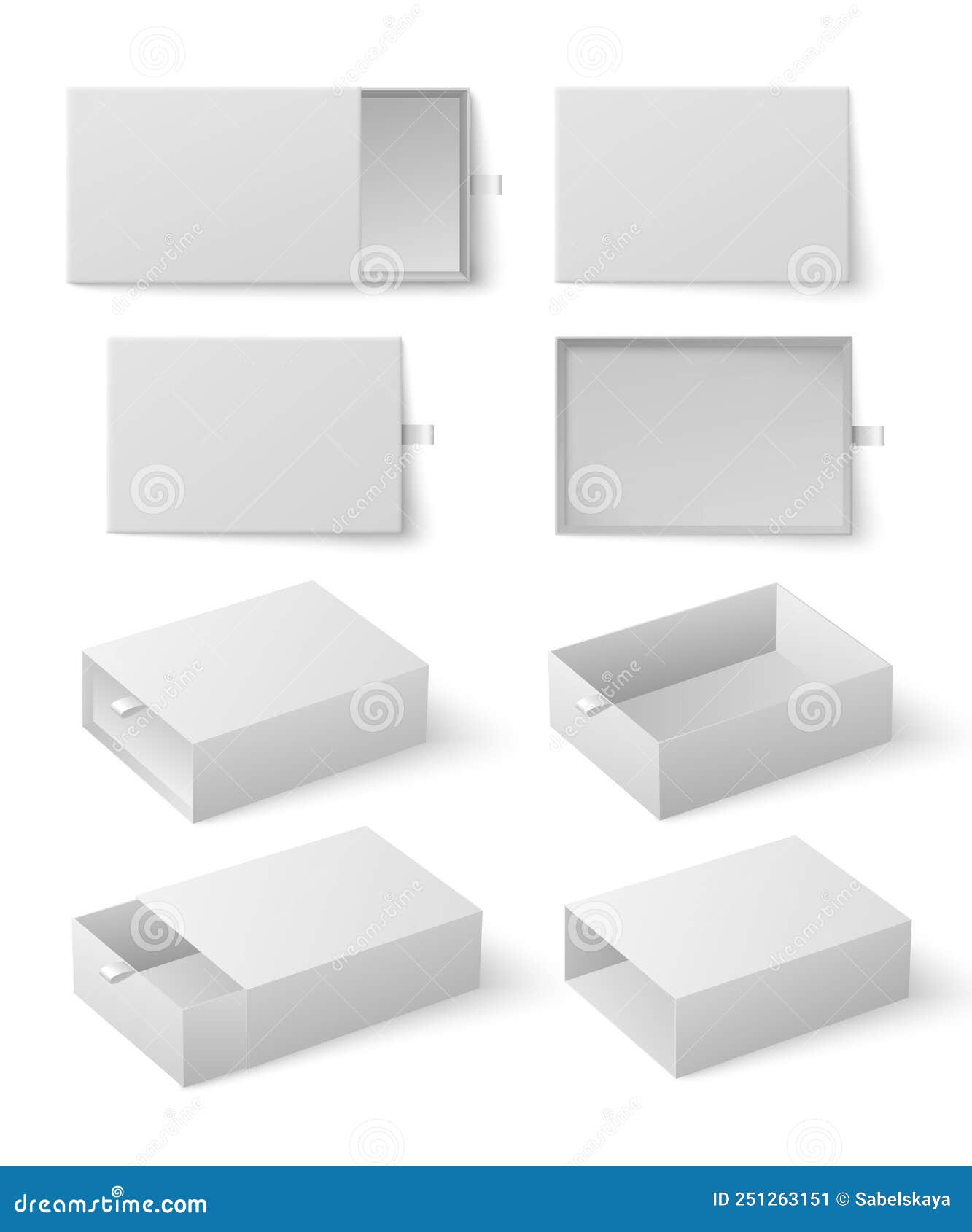 White Box Slider, Mockup Set on White Background Vector Illustration ...