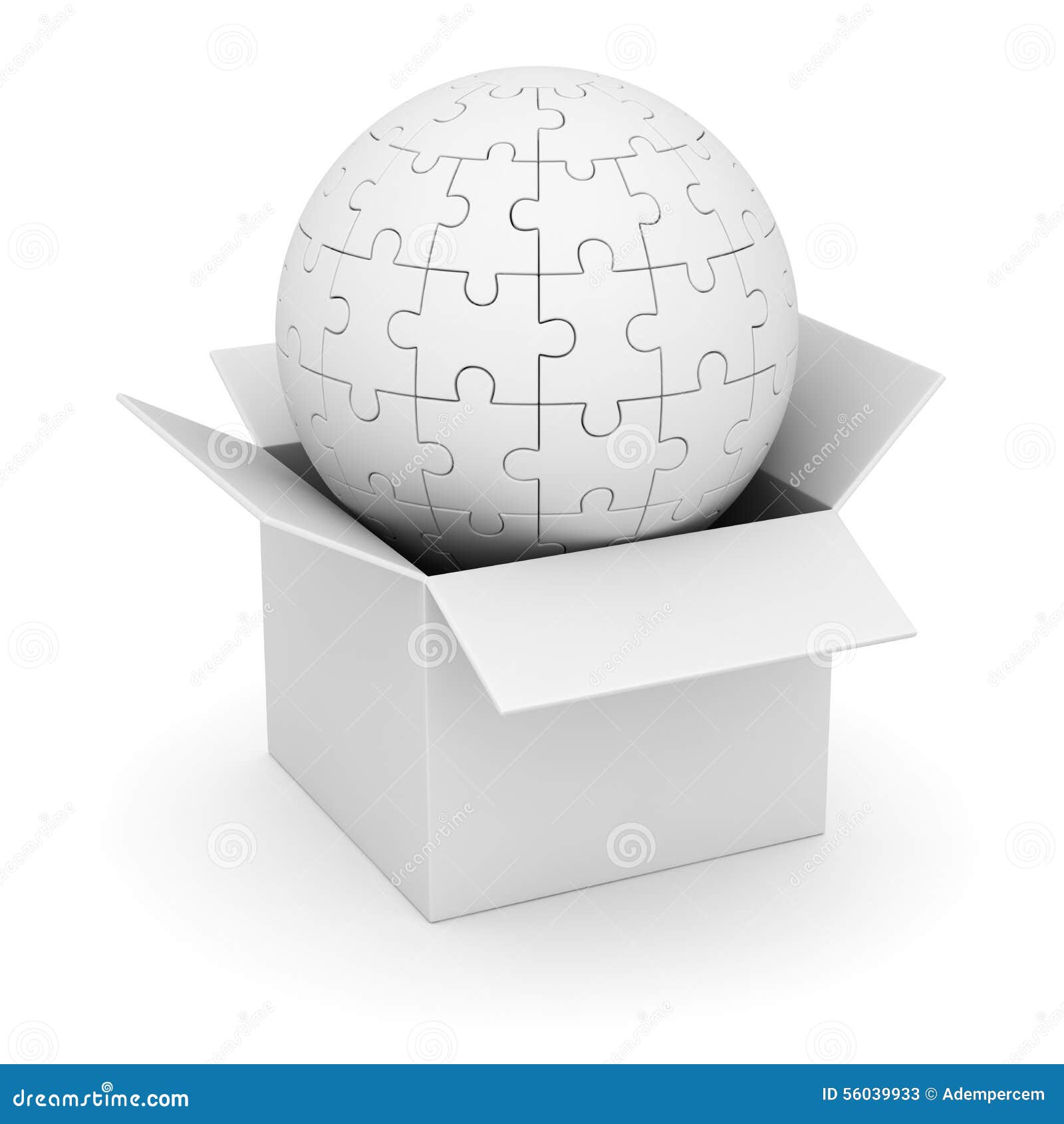 White Box and Sphere Puzzle Stock Illustration - Illustration of carton ...