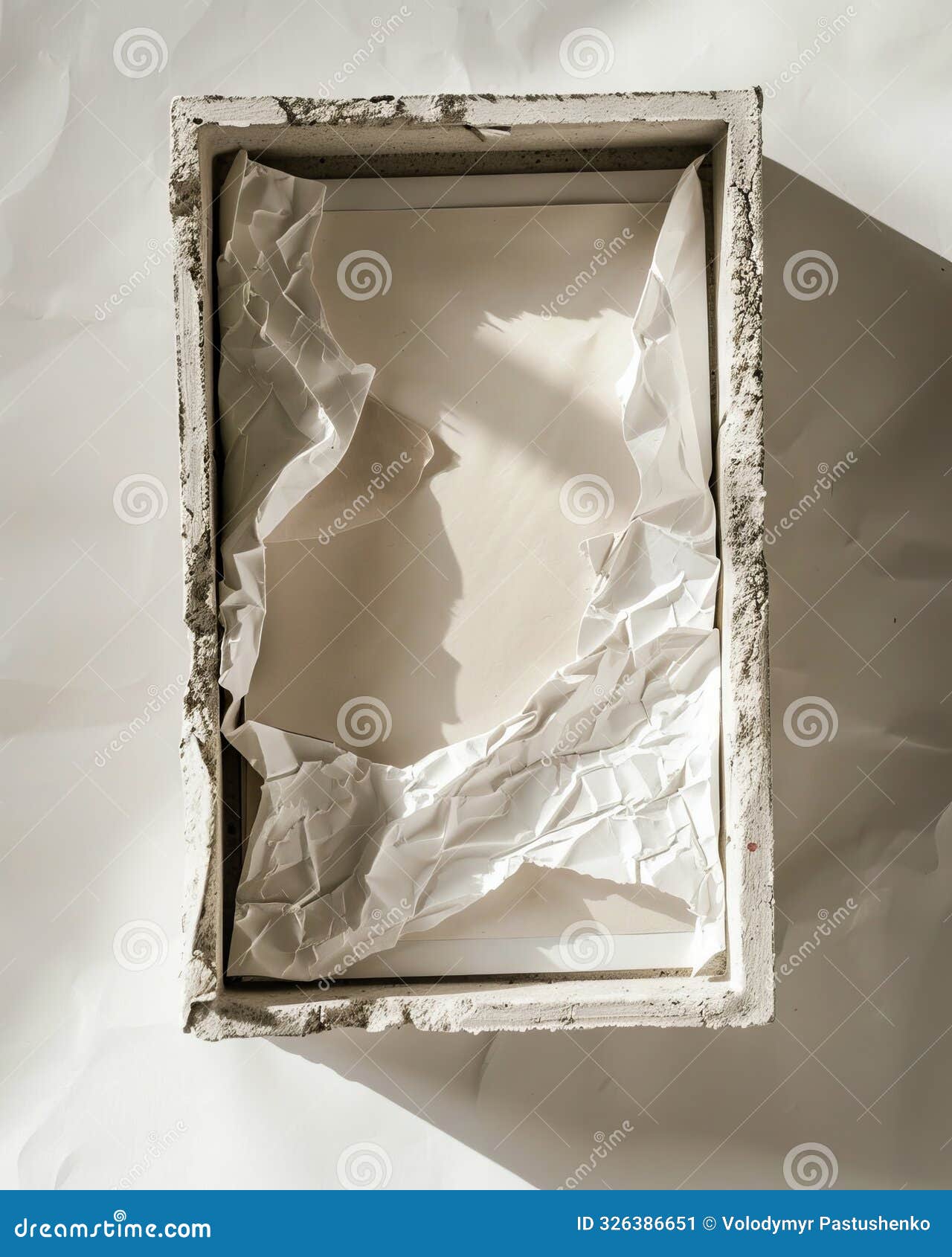 A White Box with a Torn Piece of Paper Stock Image - Image of tear ...