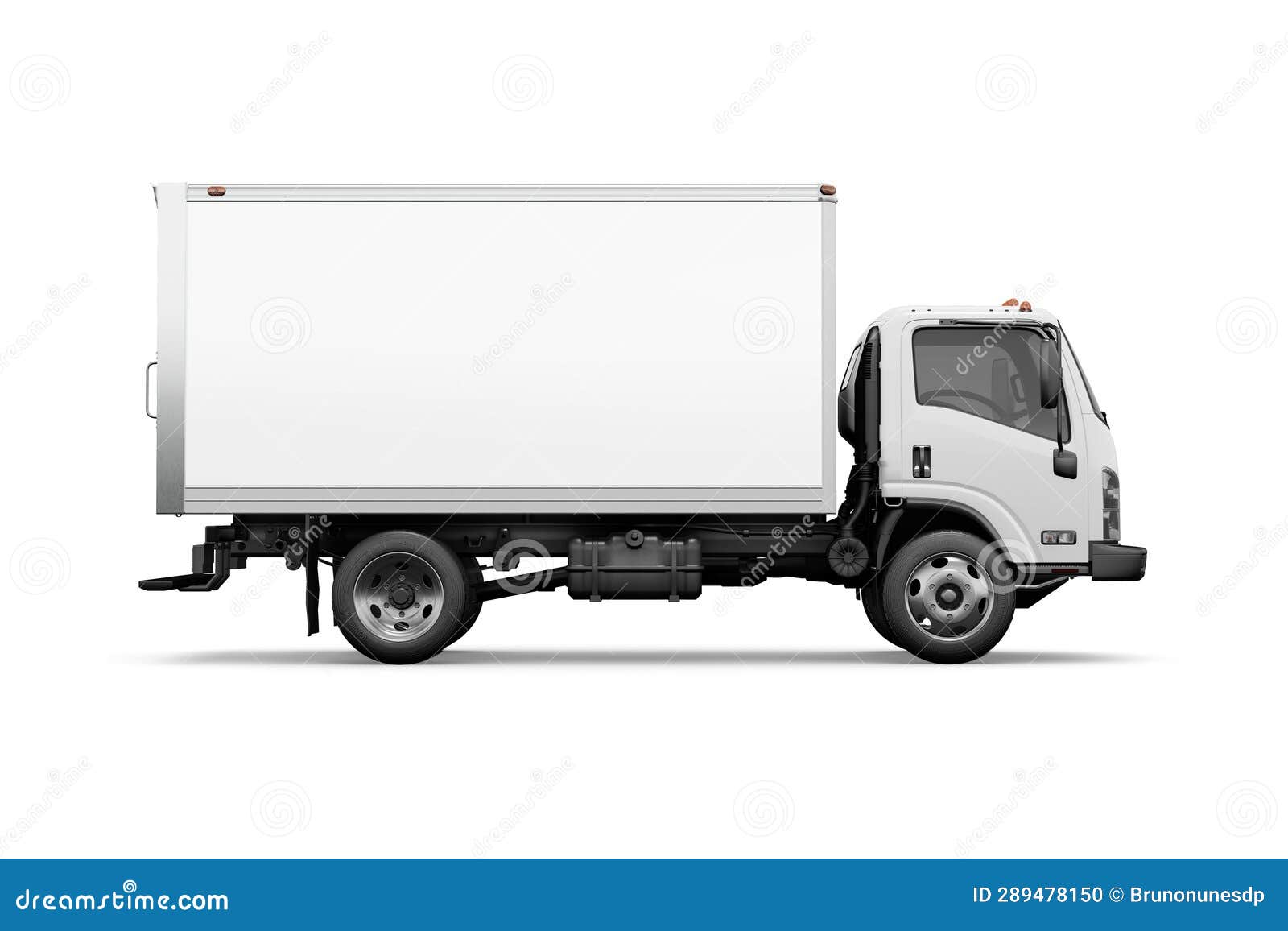A White Box Truck Side View Isolated on a White Background Stock ...