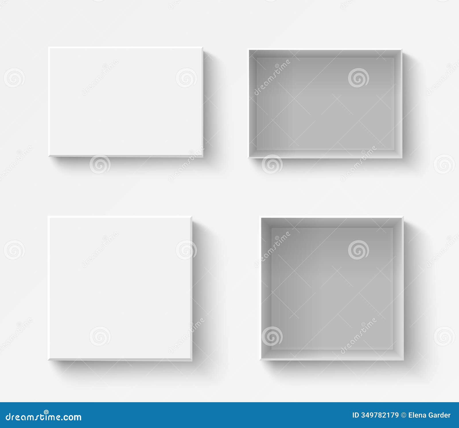 White Boxes Mockup. Open and Close Realistic Gift Boxes Set, Top View ...