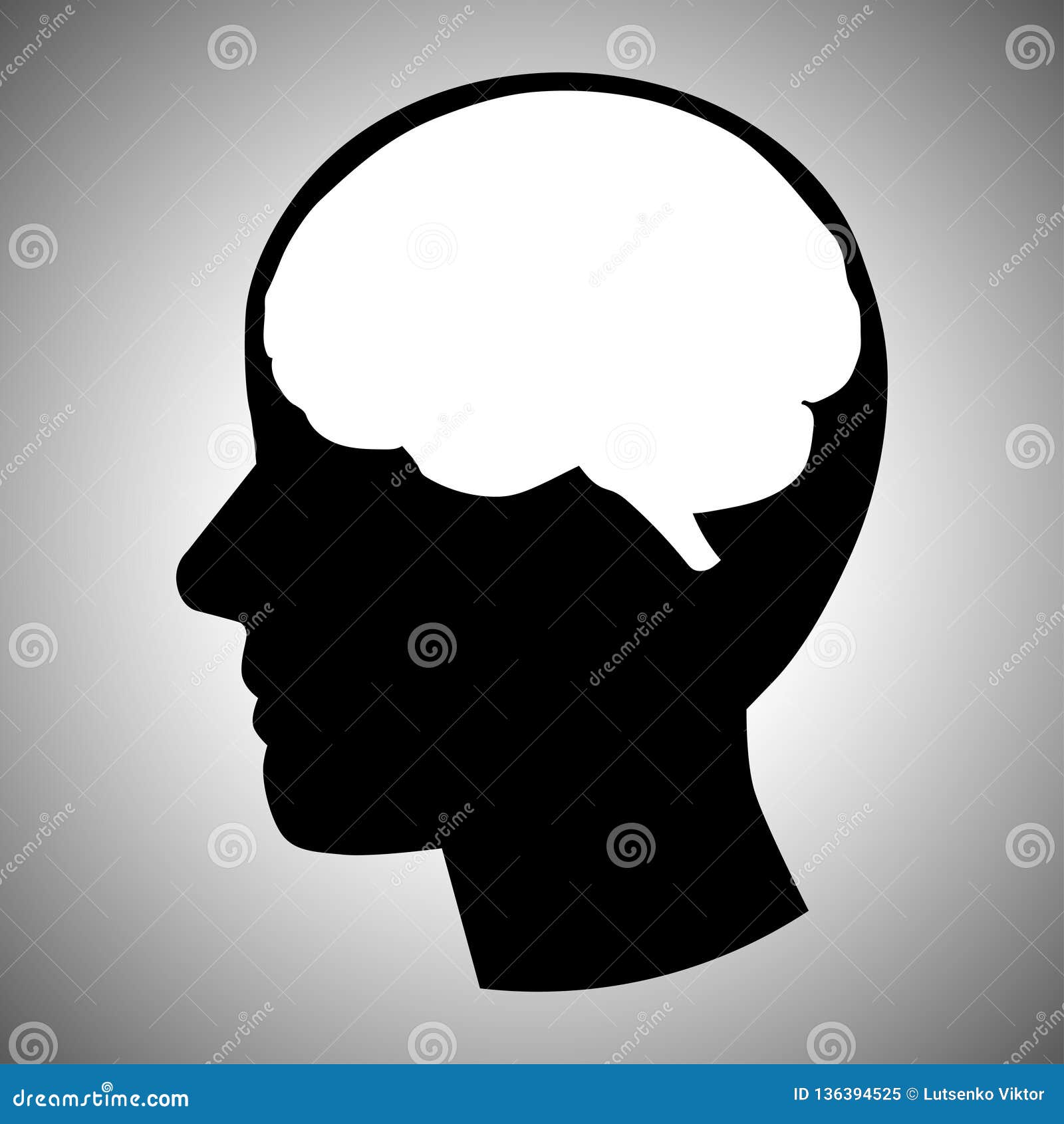 Fun White Brain in Head Icon for Text Stock Vector - Illustration of ...