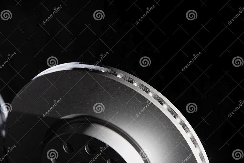 White Brake Discs on a Black Background. Efficient Braking, Safety ...
