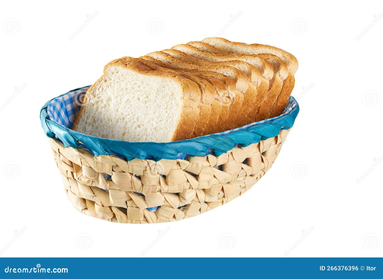 Toast Bread in a Basket Isolated on White Background with Clipping Path ...