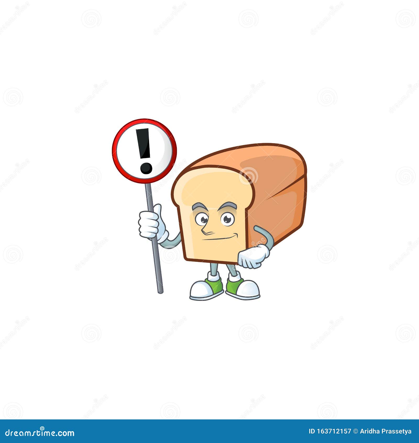White Bread of Cartoon with Sign Warning Mascot. Stock Vector ...