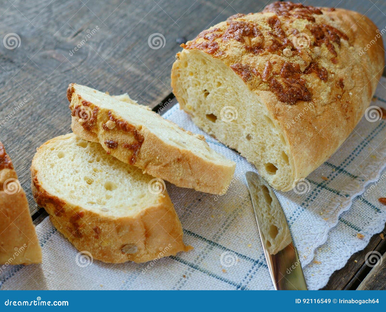 White Bread with Cheese Crust Stock Image - Image of flour, cloth: 92116549