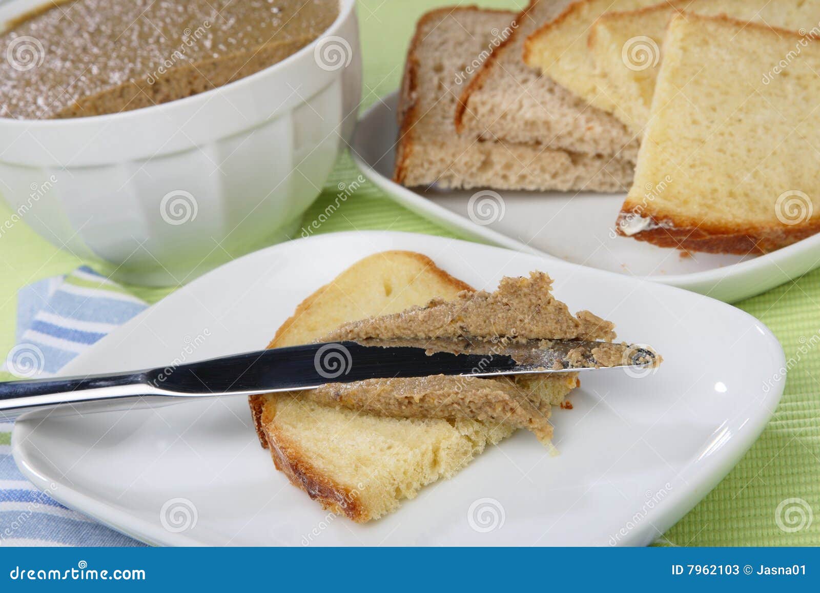 White Bread with Pate Spread Stock Image - Image of plates, decoration ...