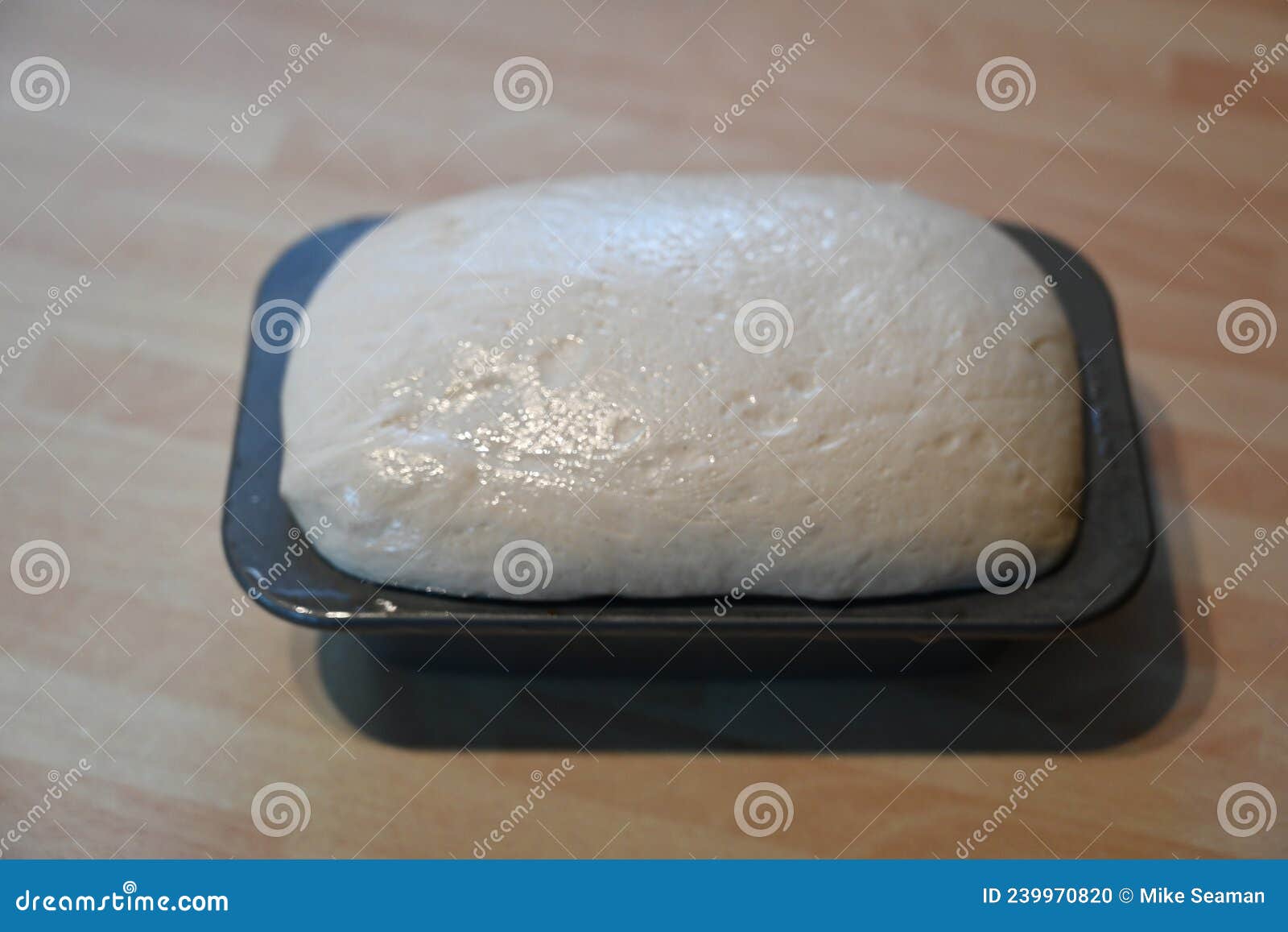 White Bread Proving in a Loaf Tin, Baking Bread Stock Photo - Image of ...