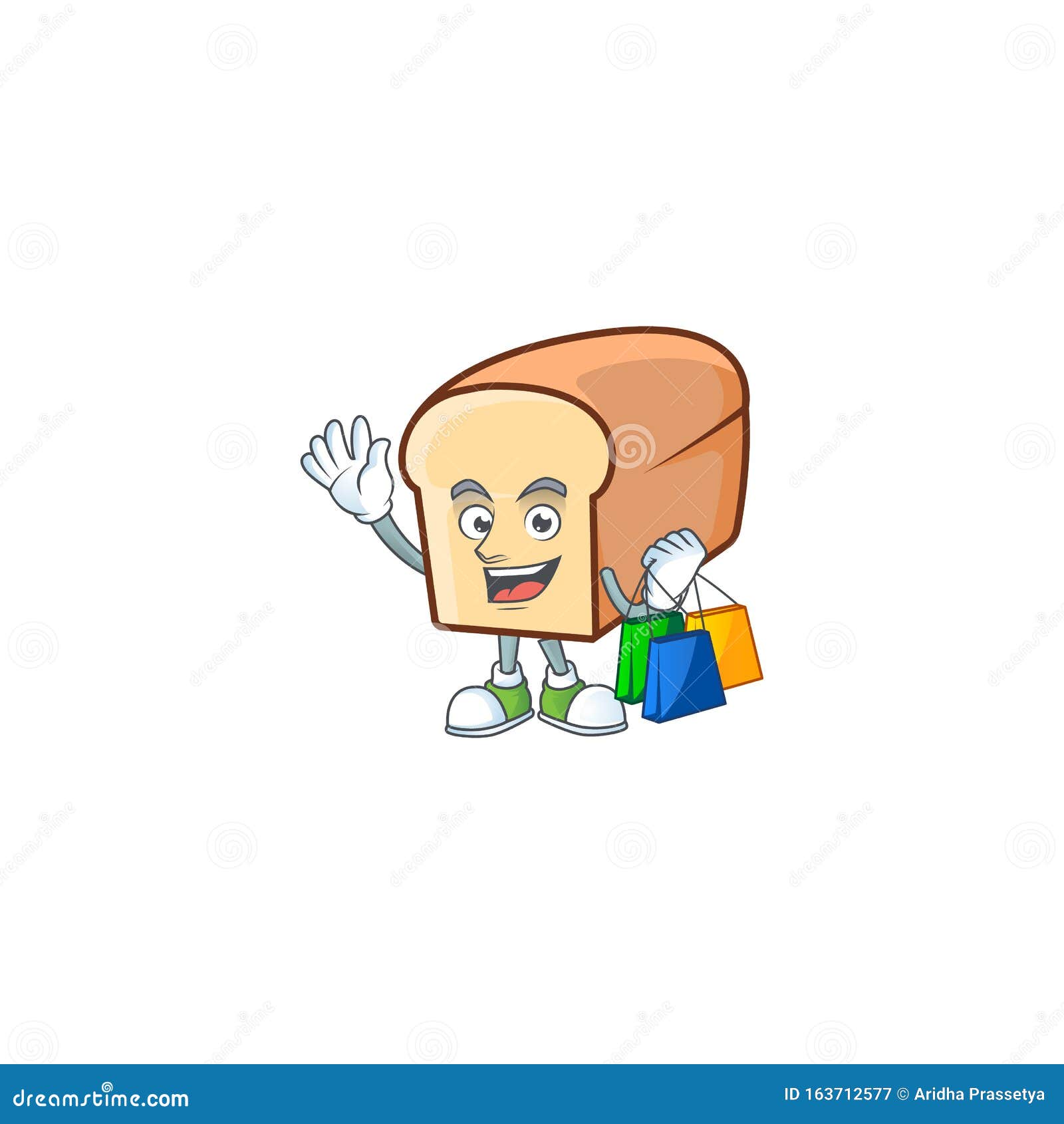 White Bread with Shopping Cartoon Character Shape. Stock Vector ...