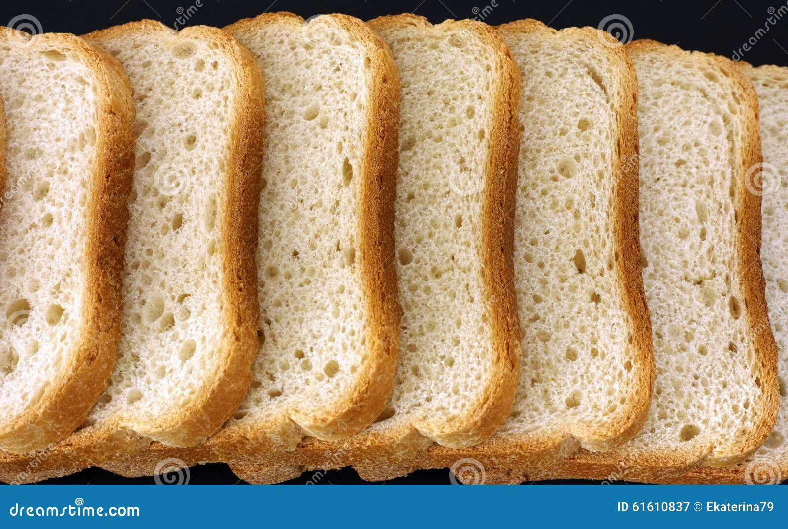 White Bread Slices in a Row Stock Image - Image of bead, piece: 61610837