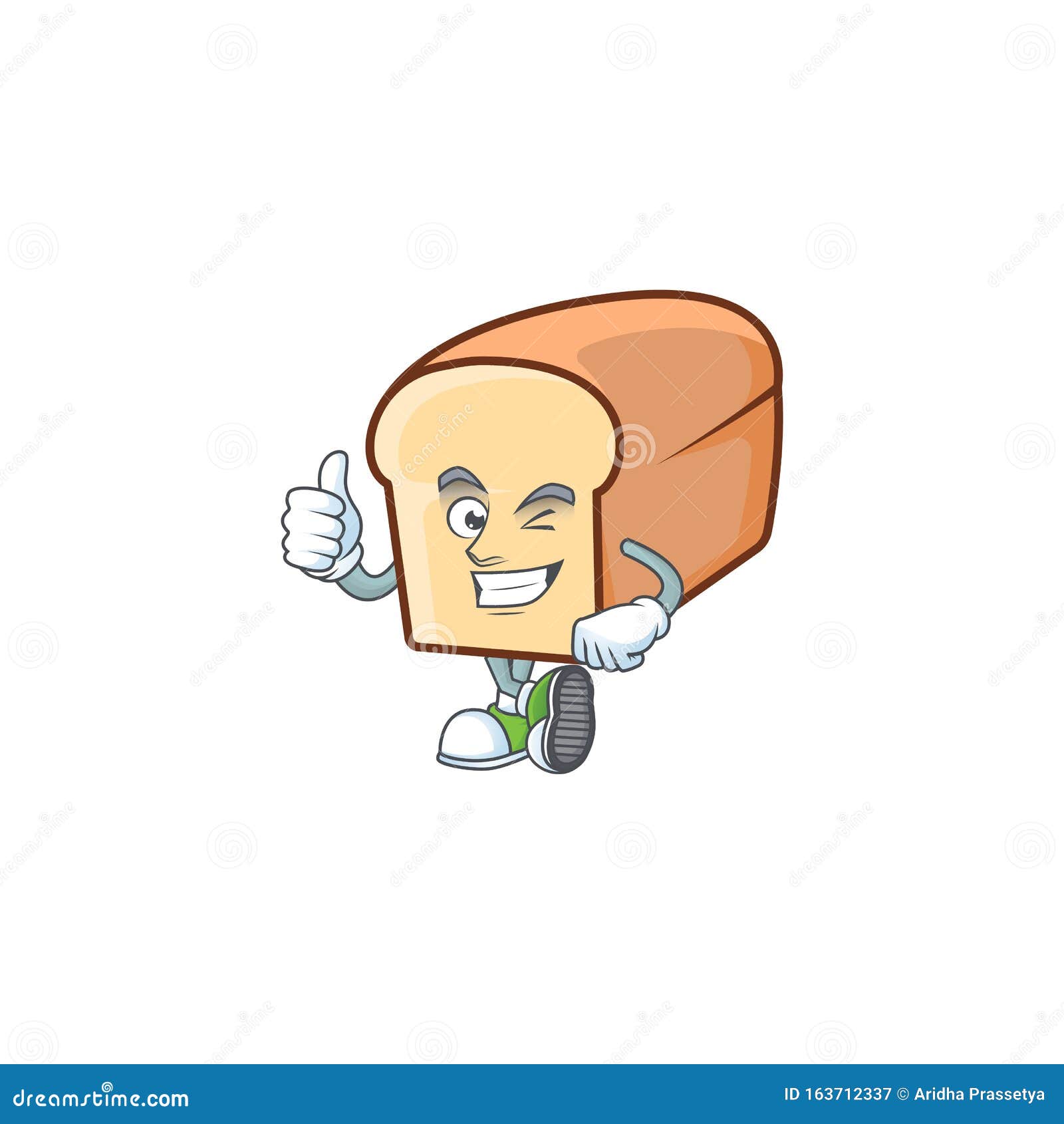White Bread with Thumbs Up Cartoon Character Shape. Stock Vector ...